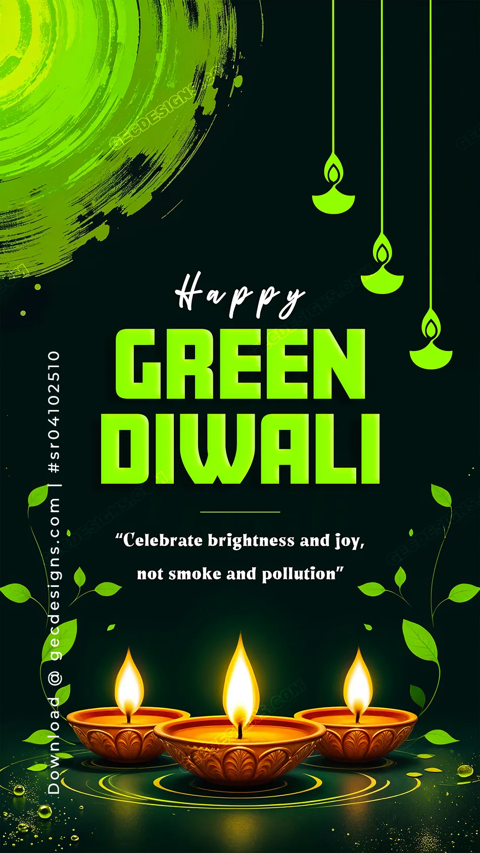 Happy Green Diwali 2025 Wishes Image with Eco-Friendly Diyas and ...