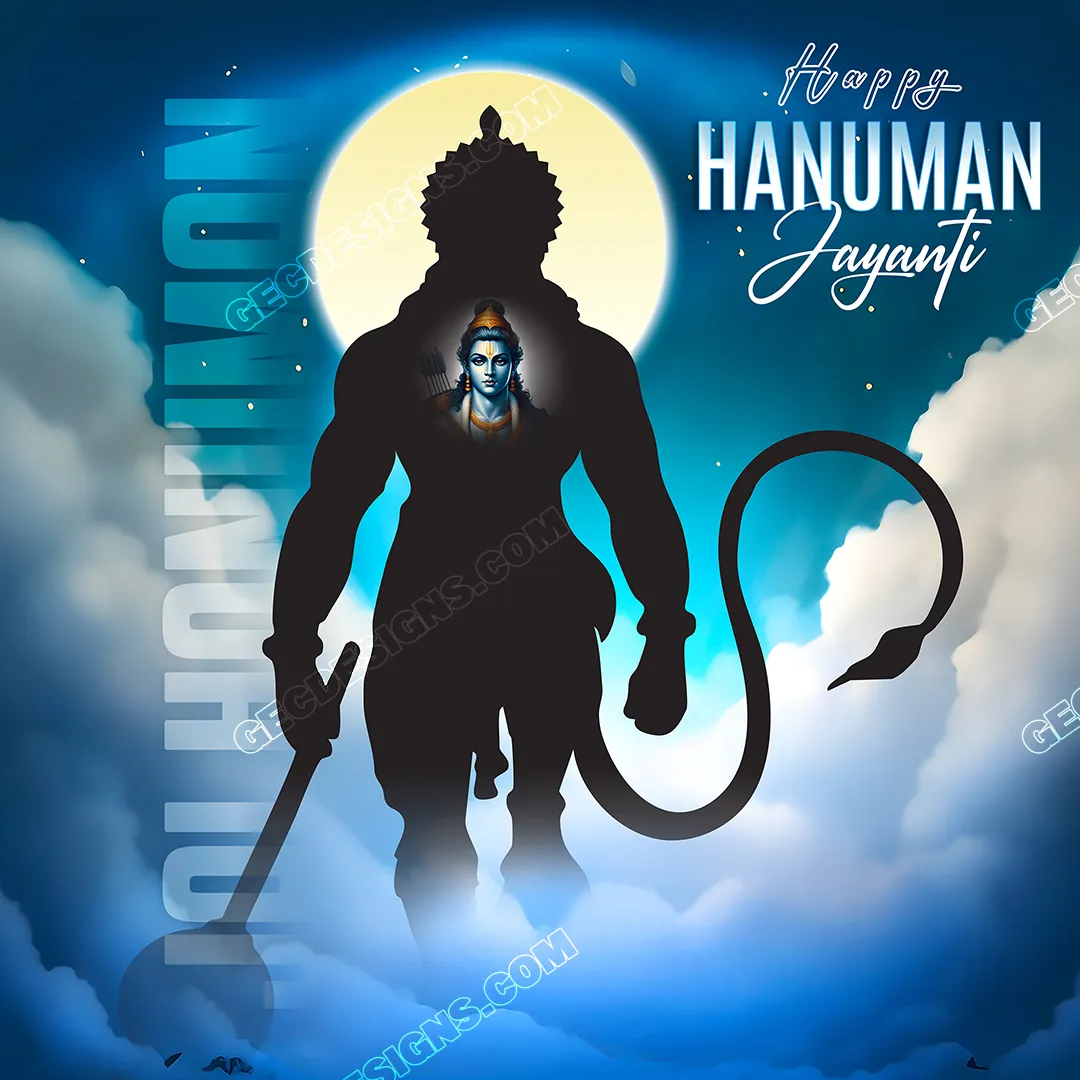 Happy Hanuman Jayanti wishes image for sharing on social media - GEC Designs