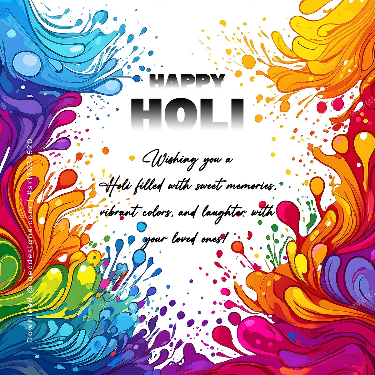 Happy Holi background color splash vector illustration - GEC Designs