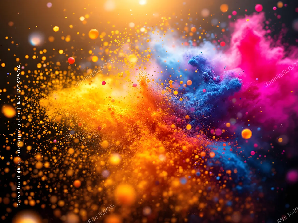 Happy Holi colorful Holi colors splash background - GEC Designs