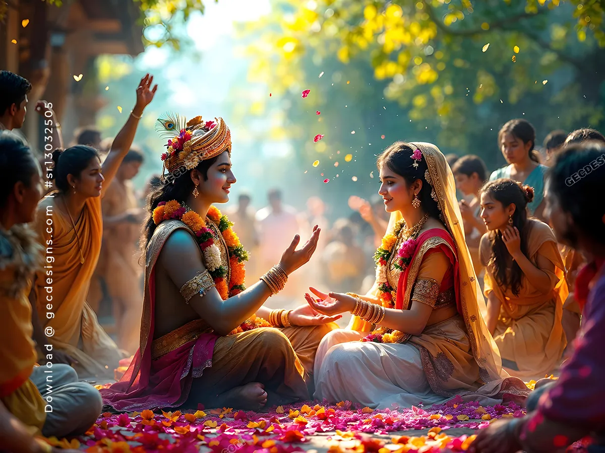 Happy Holi lord Radha Krishna AI Generated - GEC Designs