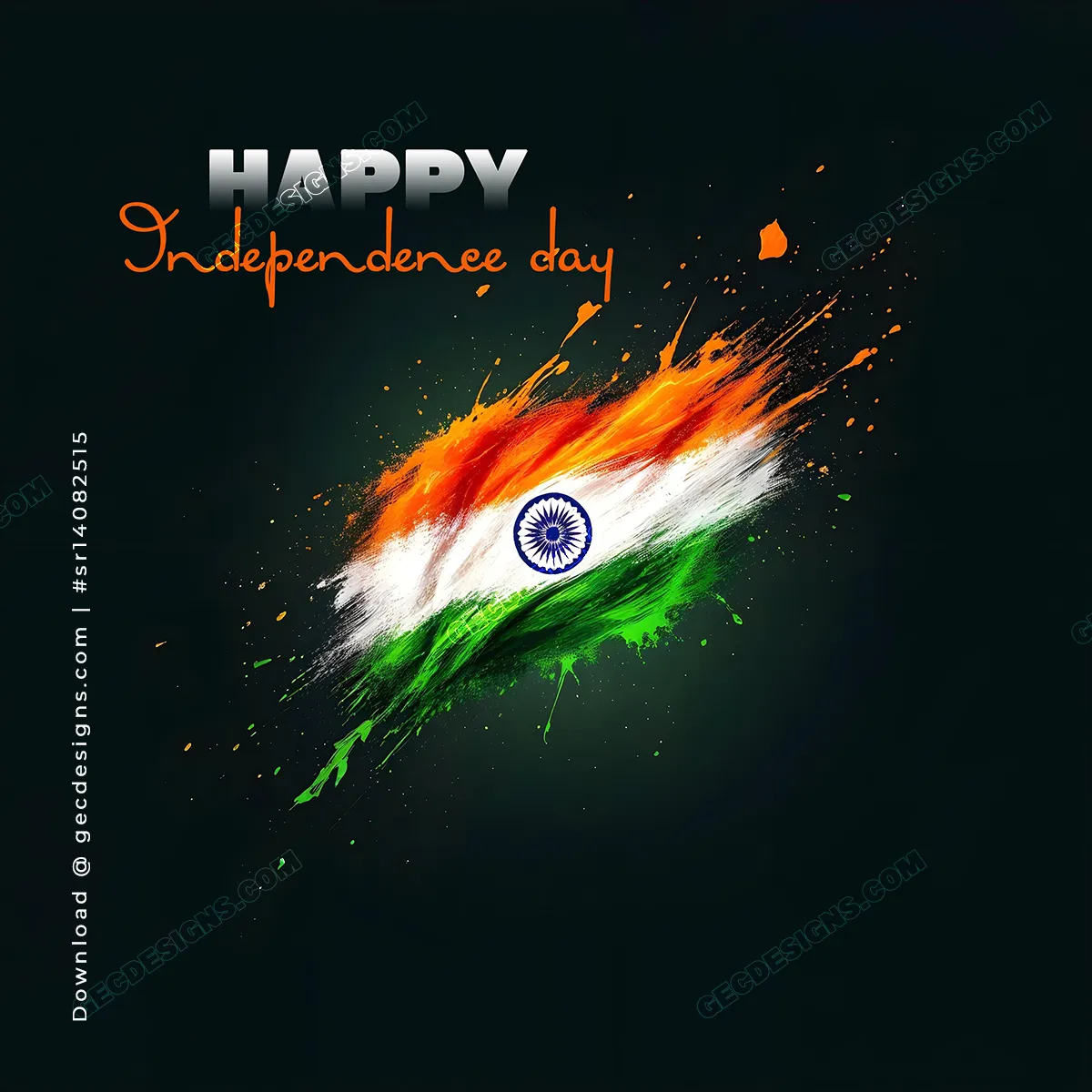 Happy Independence Day Artistic Indian Flag Background - GEC Designs