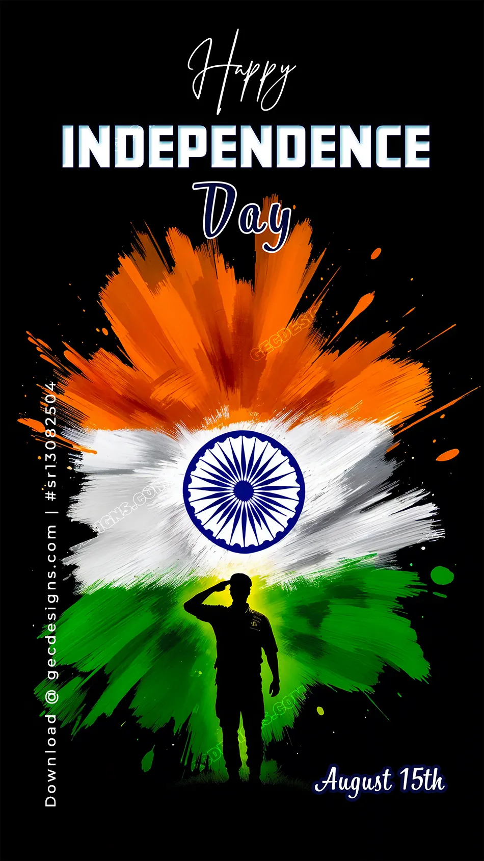 Happy Independence Day, Soldier Silhouette with Tricolor Brush Art ...