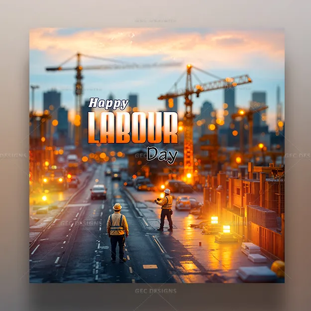 Happy International Labour Day building construction with crane ...