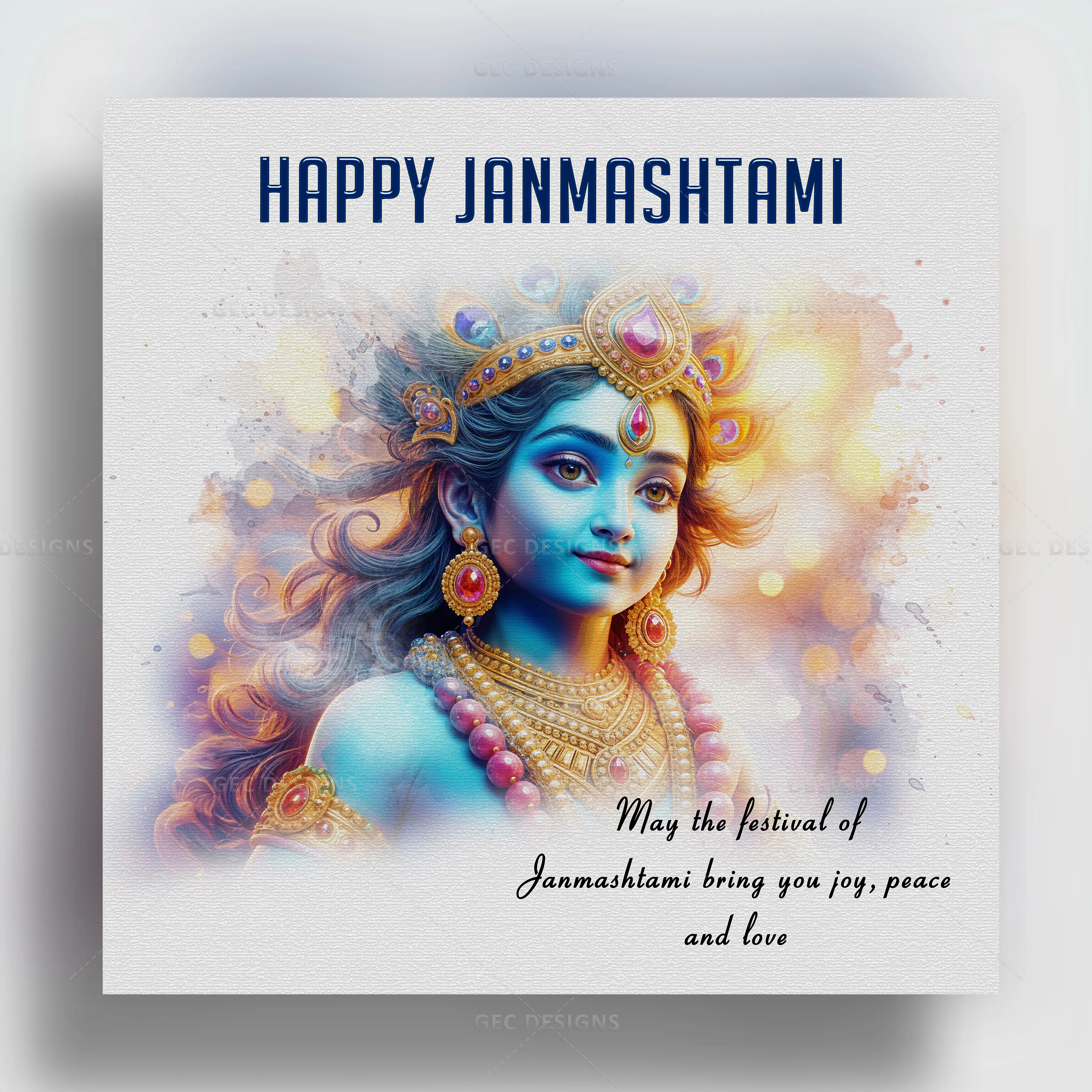 Happy Krishna Janmashtami wishes with quotes poster | GEC Designs
