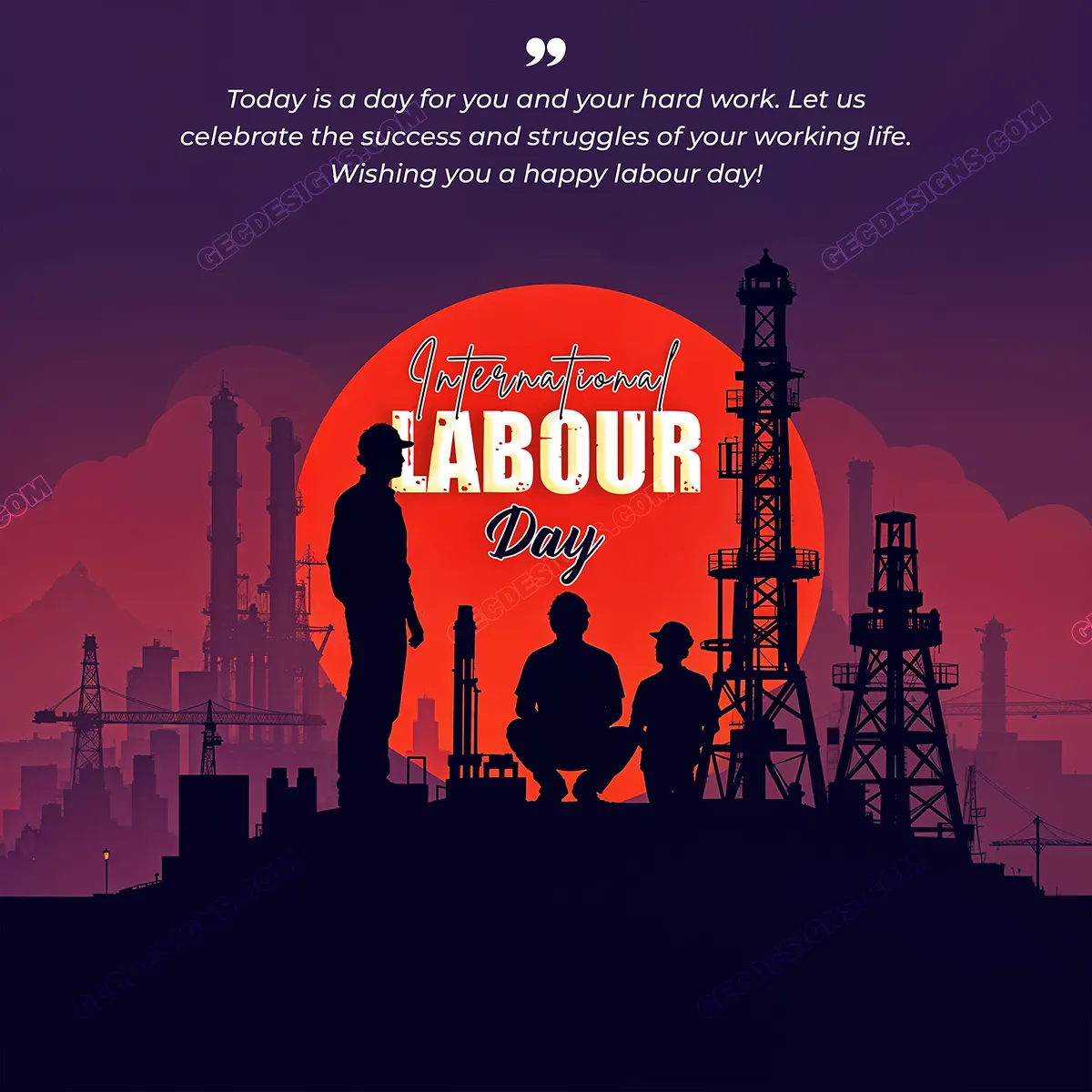 Happy Labour Day concept poster design with silhouette workers - GEC ...