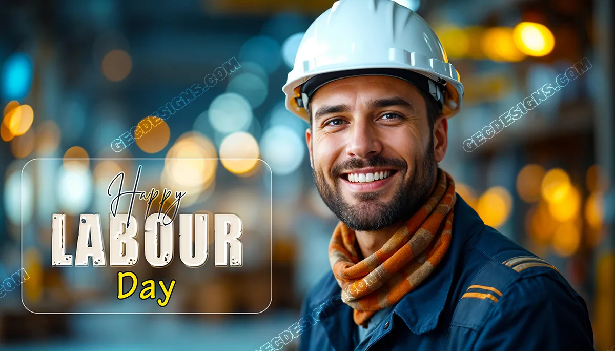 Happy Labour Day image with a smiling factory worker with hardhat - GEC ...