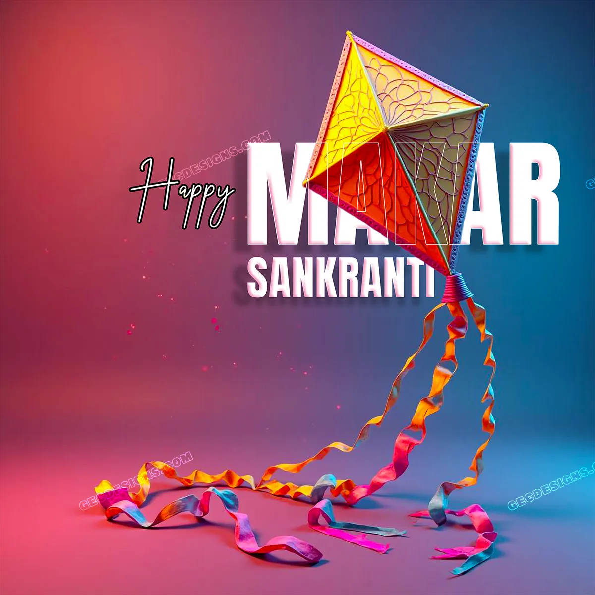 Happy Makar Sankranti 2025, Indian kite festival wishes with a kite in ...