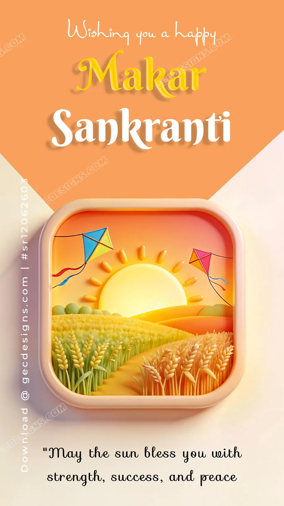 Happy Makar Sankranti Wishes Image Featuring Colorful Kite and Bright ...