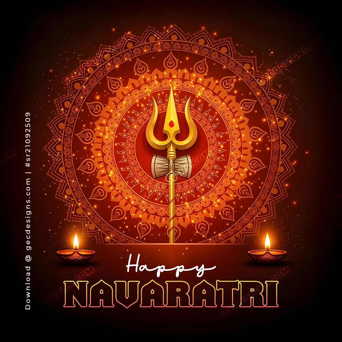 Happy Navratri 2025, Dussehra wishes image with Trishul, damru, and ...