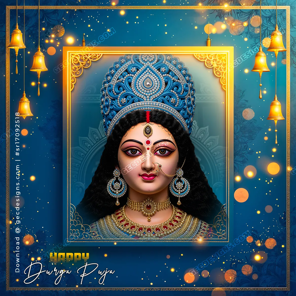 Happy Navratri 2025 Images of Maa Durga with Festive Background and Lights - GEC Designs