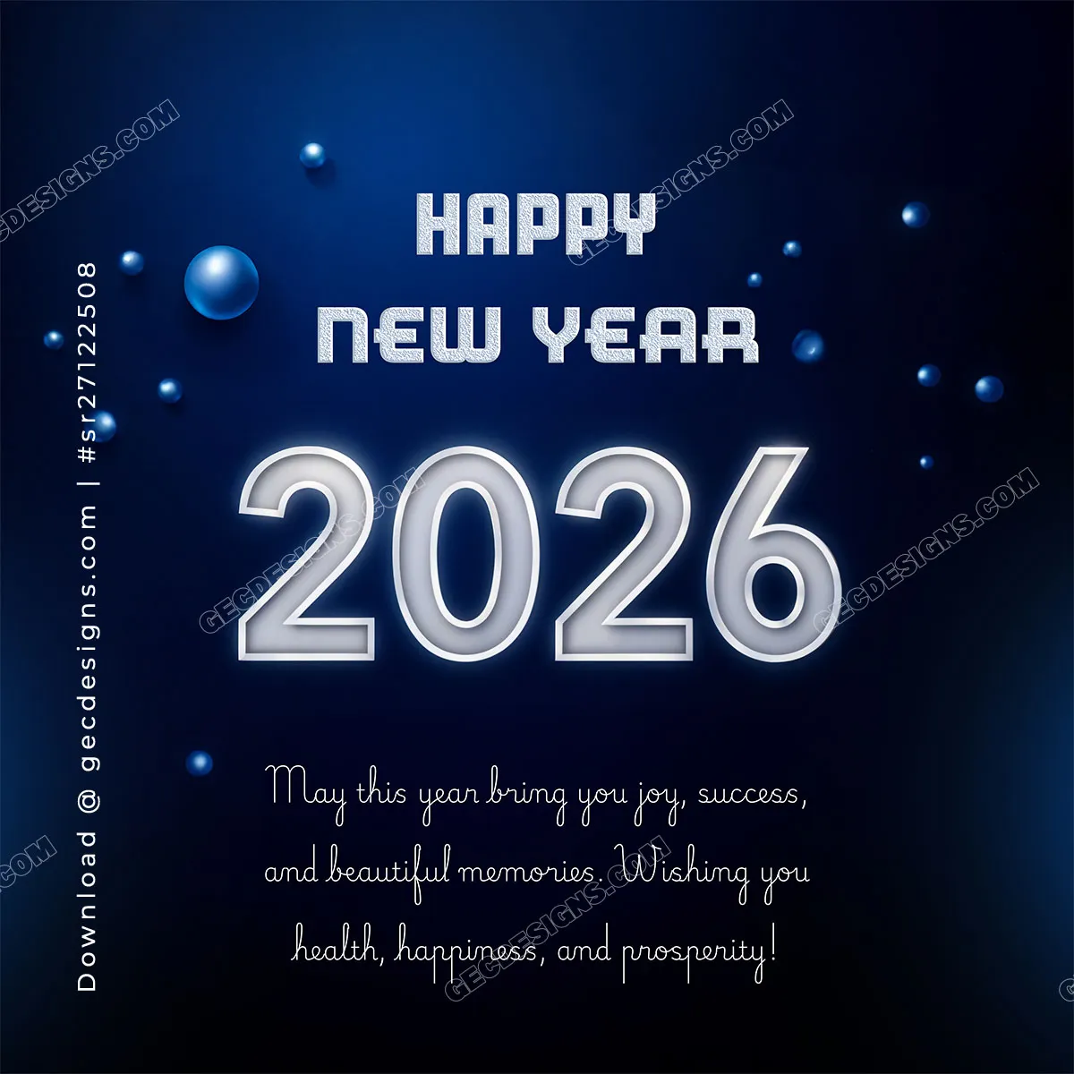 Happy New Year 2026 Modern Blue Greeting Design for Heartfelt Wishes ...