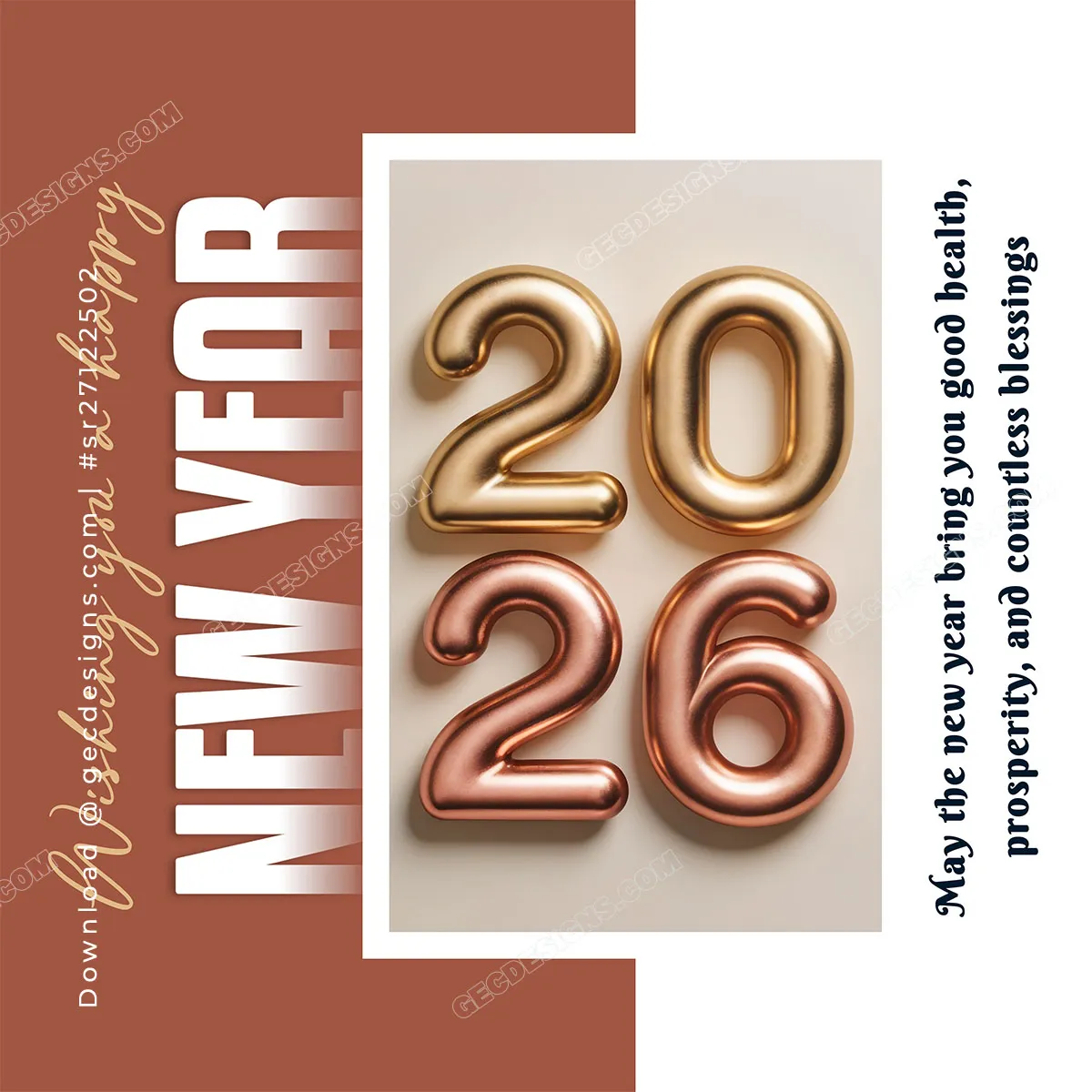 Happy New Year Wishes 2026 Image with Soft Green Texture, Natural ...