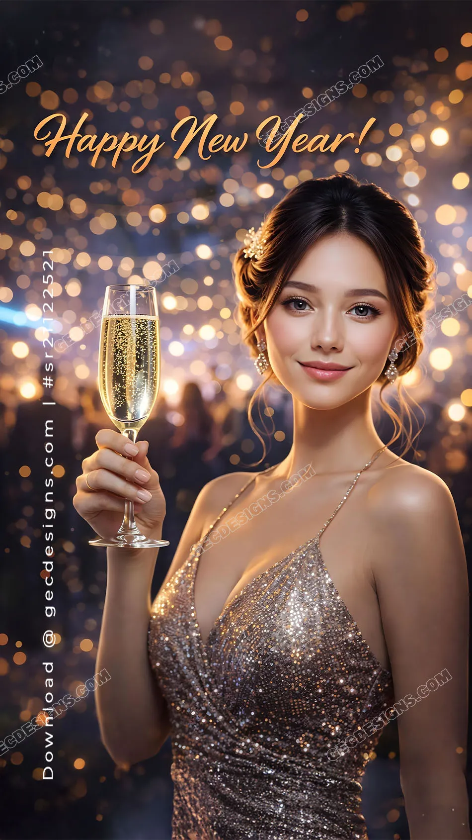 Happy New Year Wishes Image with Champagne Glasses, Candlelight, and ...