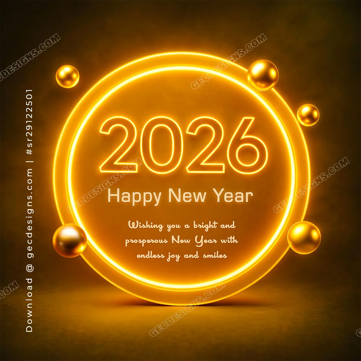 Happy New Year Wishes 2026 Image with Yellow Floral Design, Bright ...