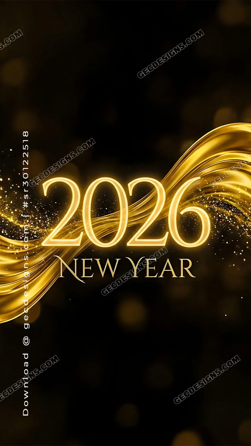Happy New Year Wishes 2026 Image with Golden Flow Design, Elegant Glow, and Prosperous New ...