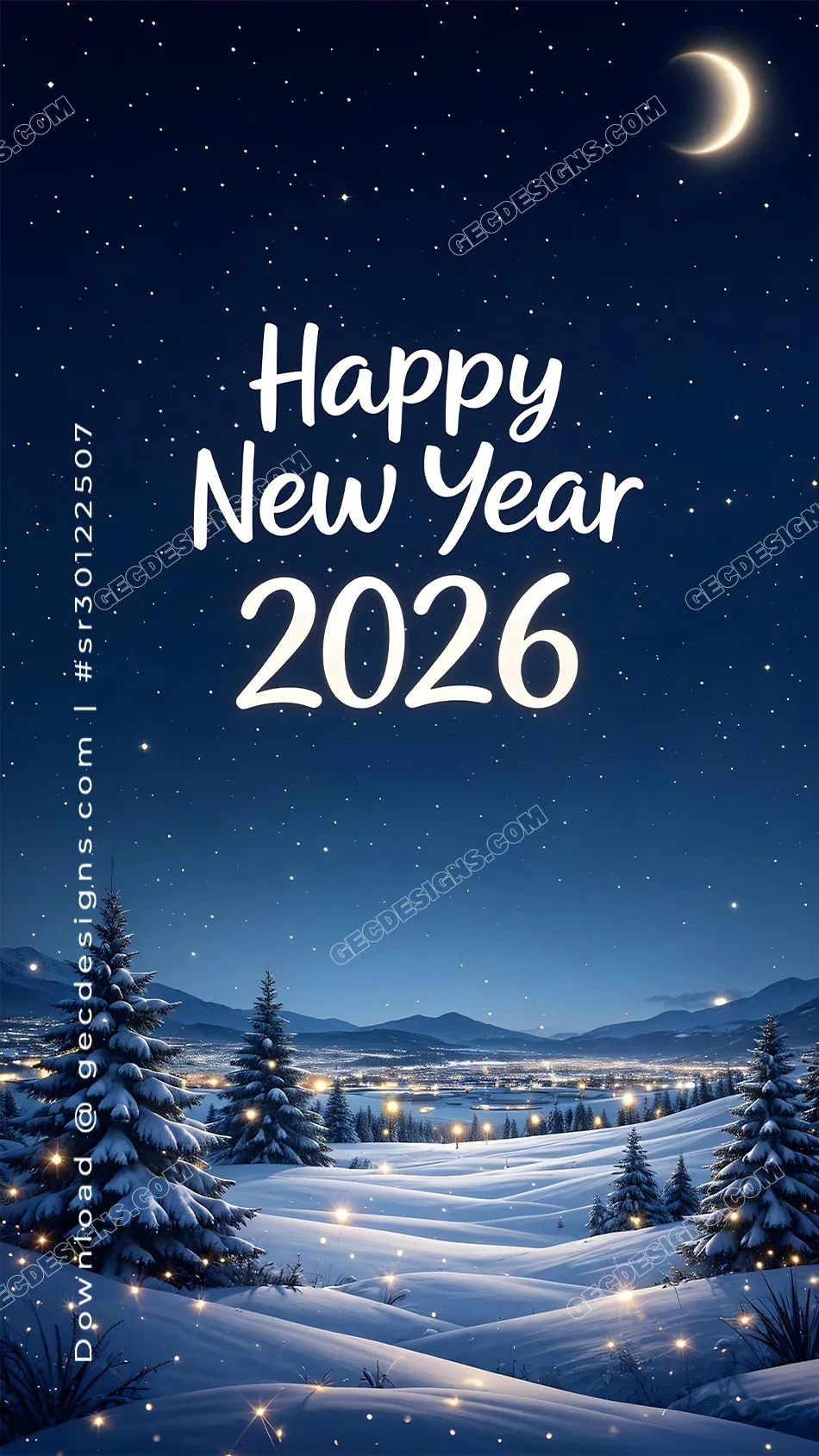 Enchanting Winter Happy New Year 2026 Scene with Snow, Lanterns, and ...