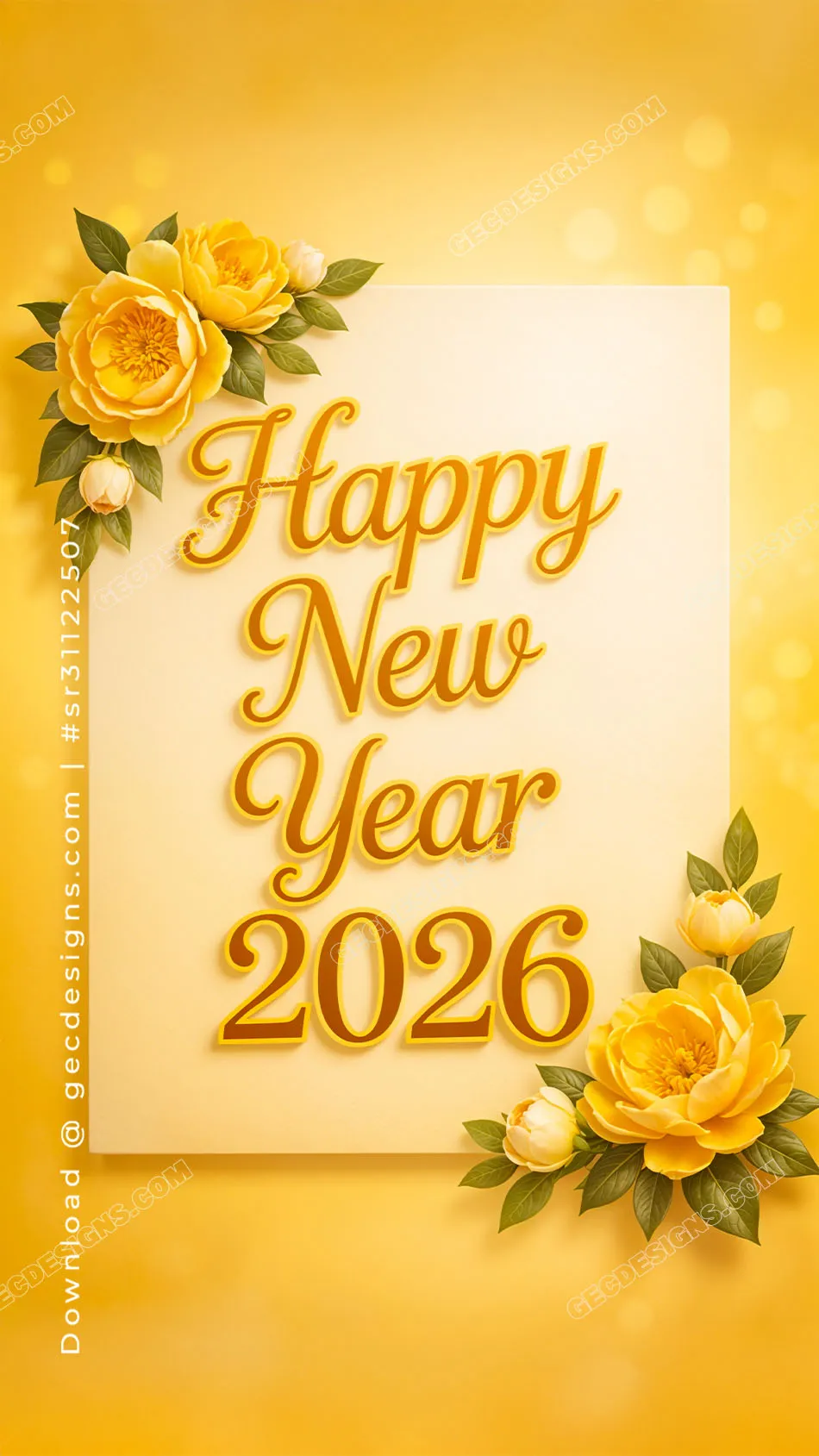 Happy New Year 2026 Wishes Image Featuring Golden frame, Refined Leaves ...