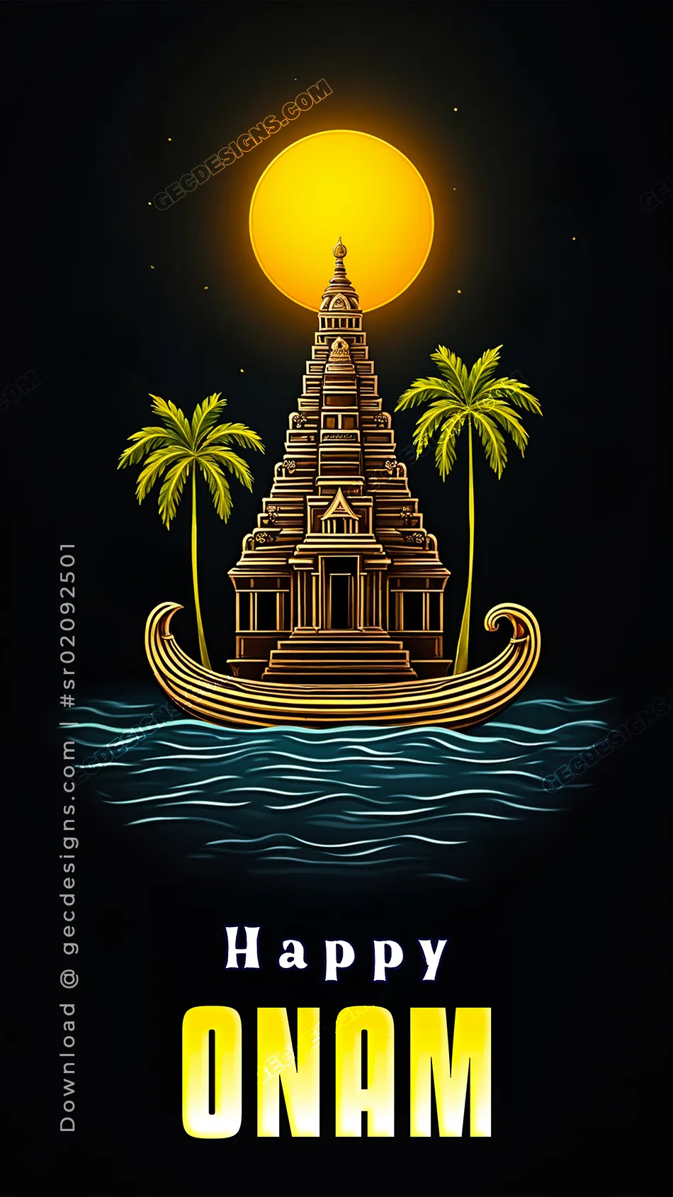 Happy Onam Wishes 2025 Greeting Image with Cultural Design - GEC Designs