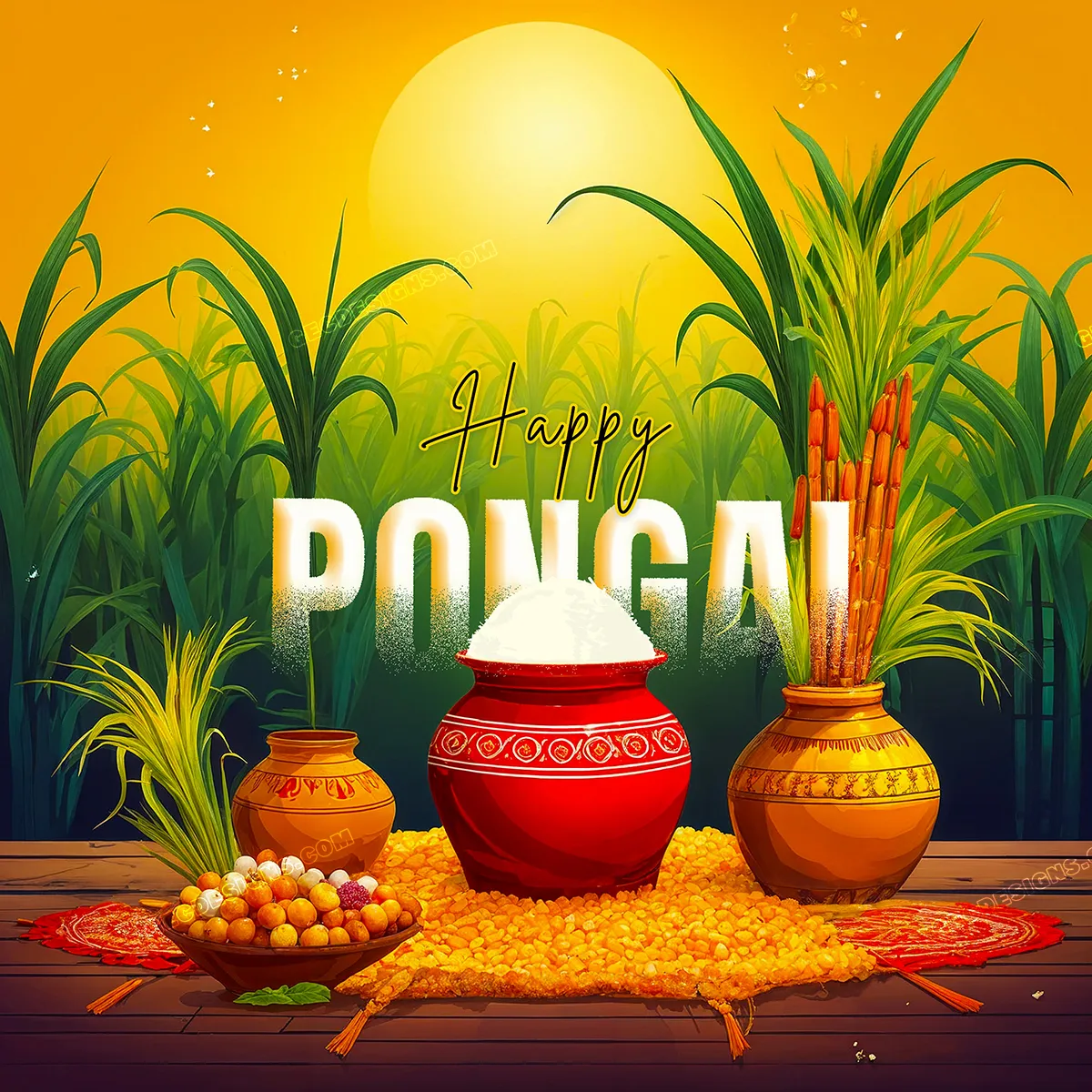 Happy Pongal 2025 Wishes and Greetings with Harvest Festival ...