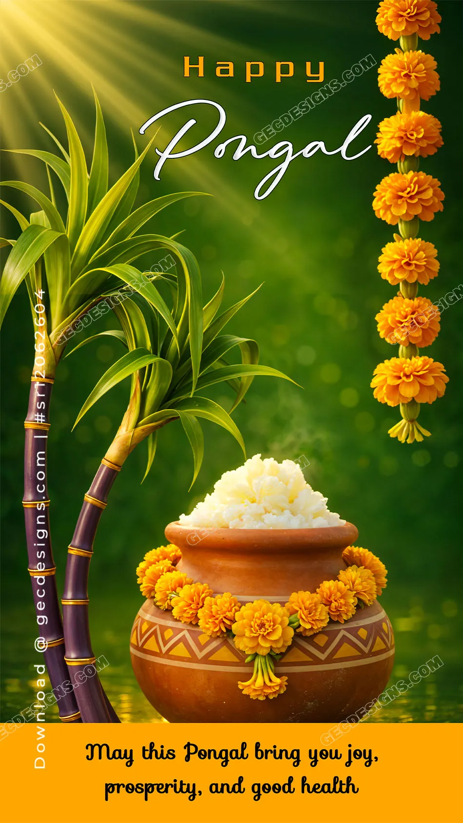 Happy Pongal Image with Temple Background, Traditional Pongal Setup ...