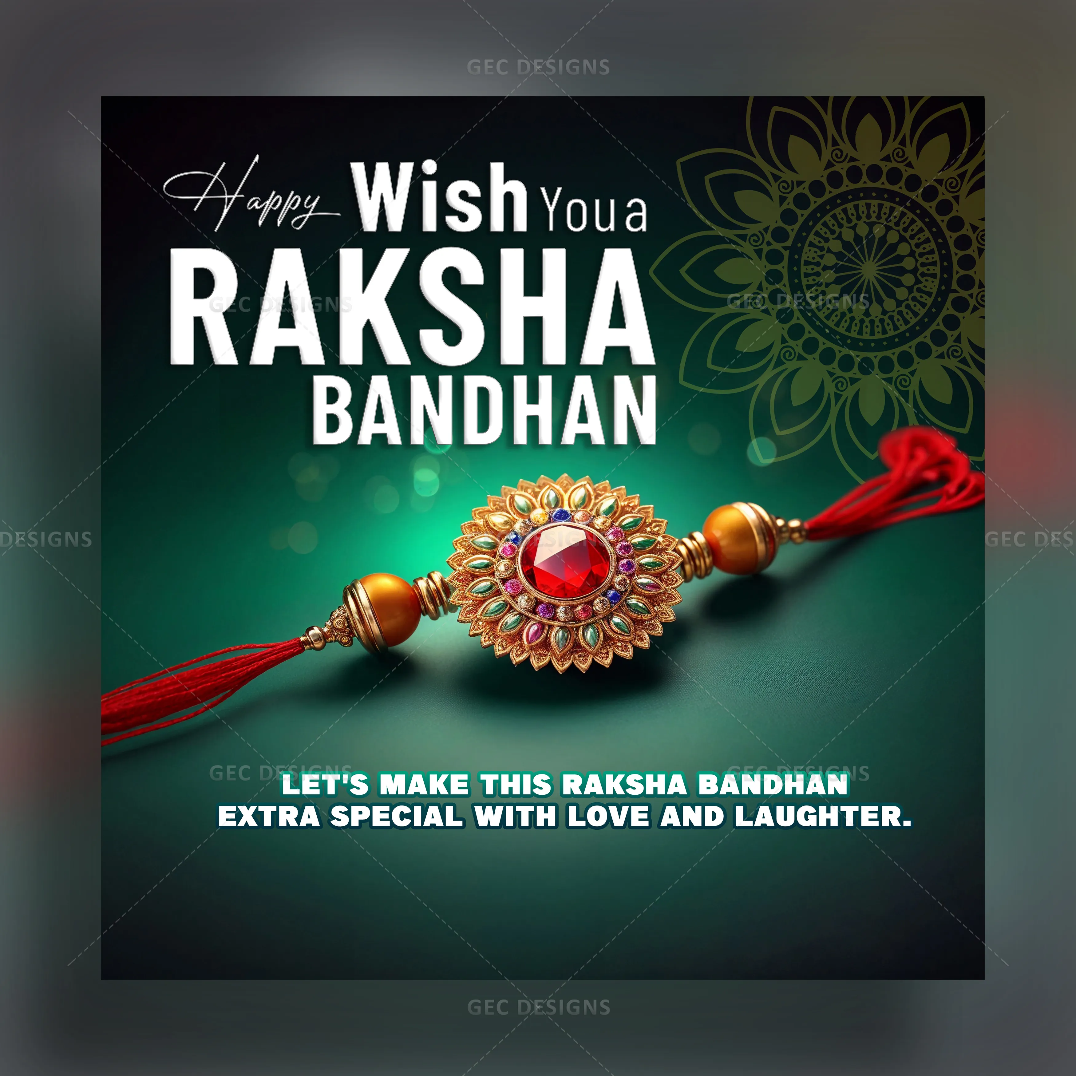 Happy Raksha Bandhan, glowing green theme, best wishes greeting poster ...