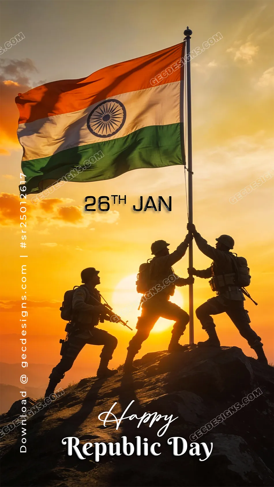 Happy Republic Day Image with Tricolor Power Fist and Ashoka Chakra ...