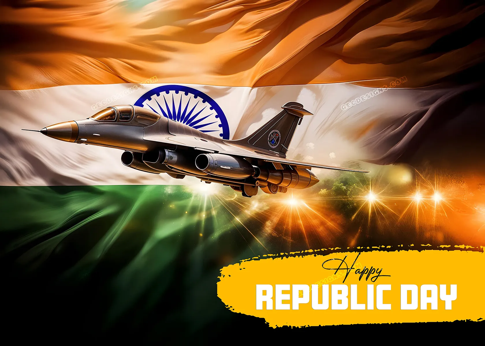 Happy Republic Day wishes, an Indian fighter jet in action with Indian ...