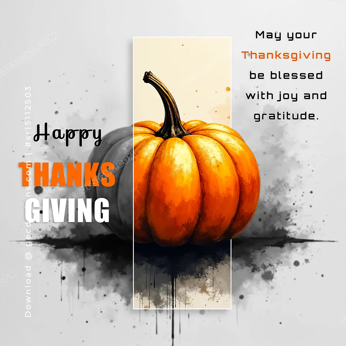 Happy Thanksgiving 2025 Wishes Image with Artistic Orange Pumpkin and ...