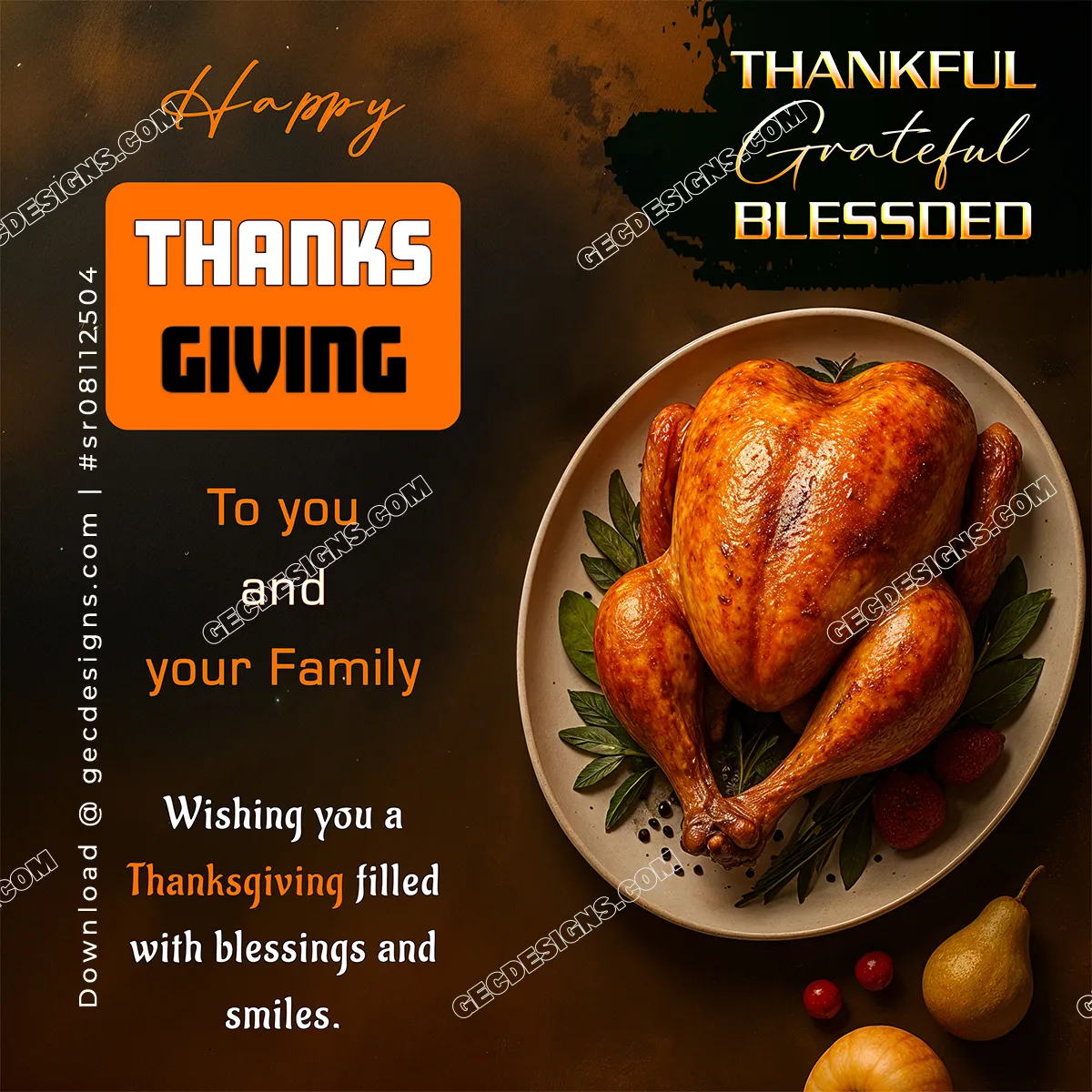 Happy Thanksgiving 2025 Wishes Image with Circle Text Design and Autumn ...