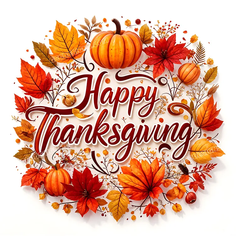 Happy Thanksgiving greeting with Typography, Pumpkins, and Autumn ...