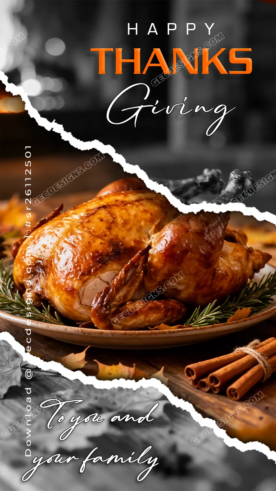 Thanksgiving Dinner table with turkey wallpaper - GEC Designs