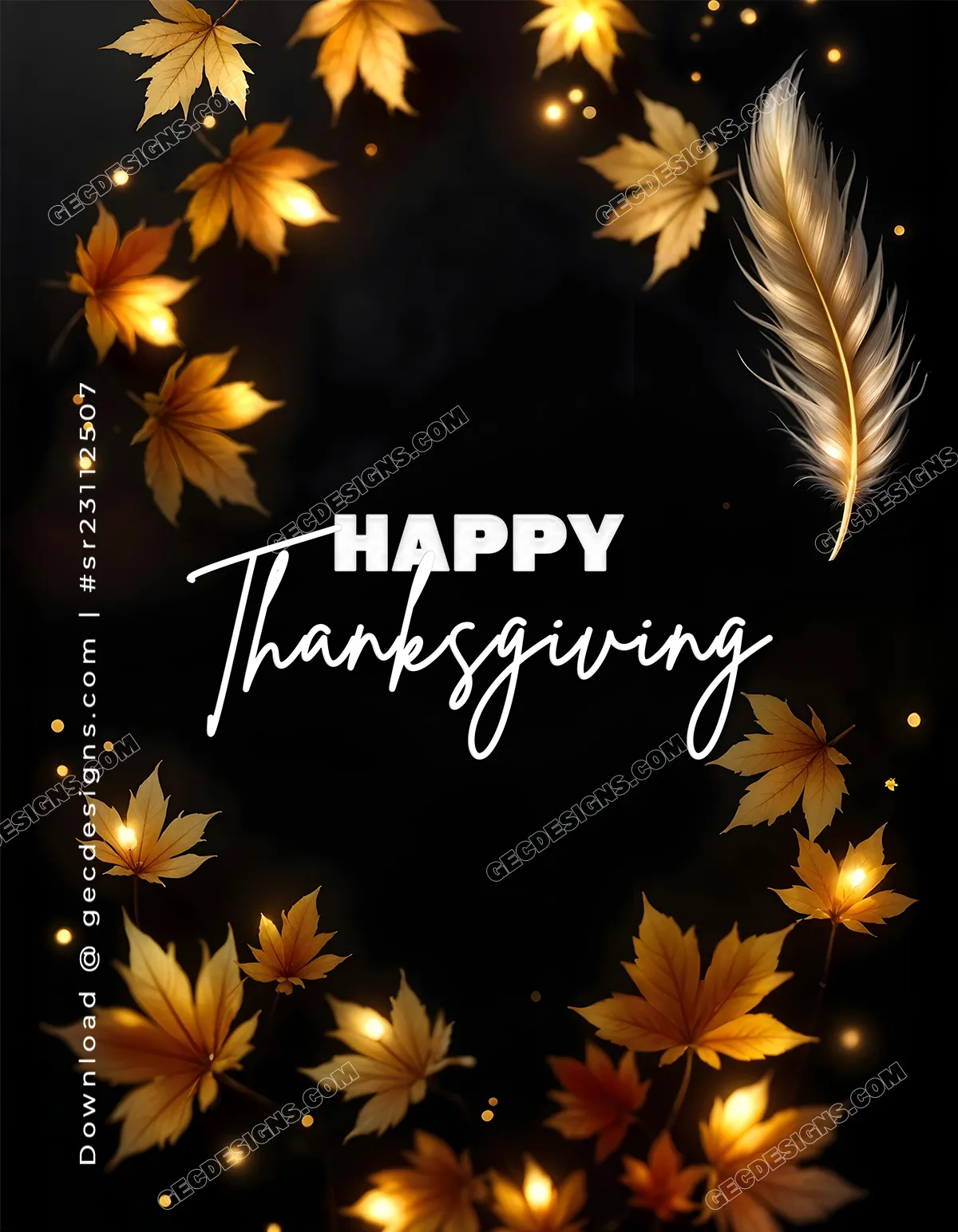 Happy Thanksgiving image featuring glowing autumn leaves and a soft ...