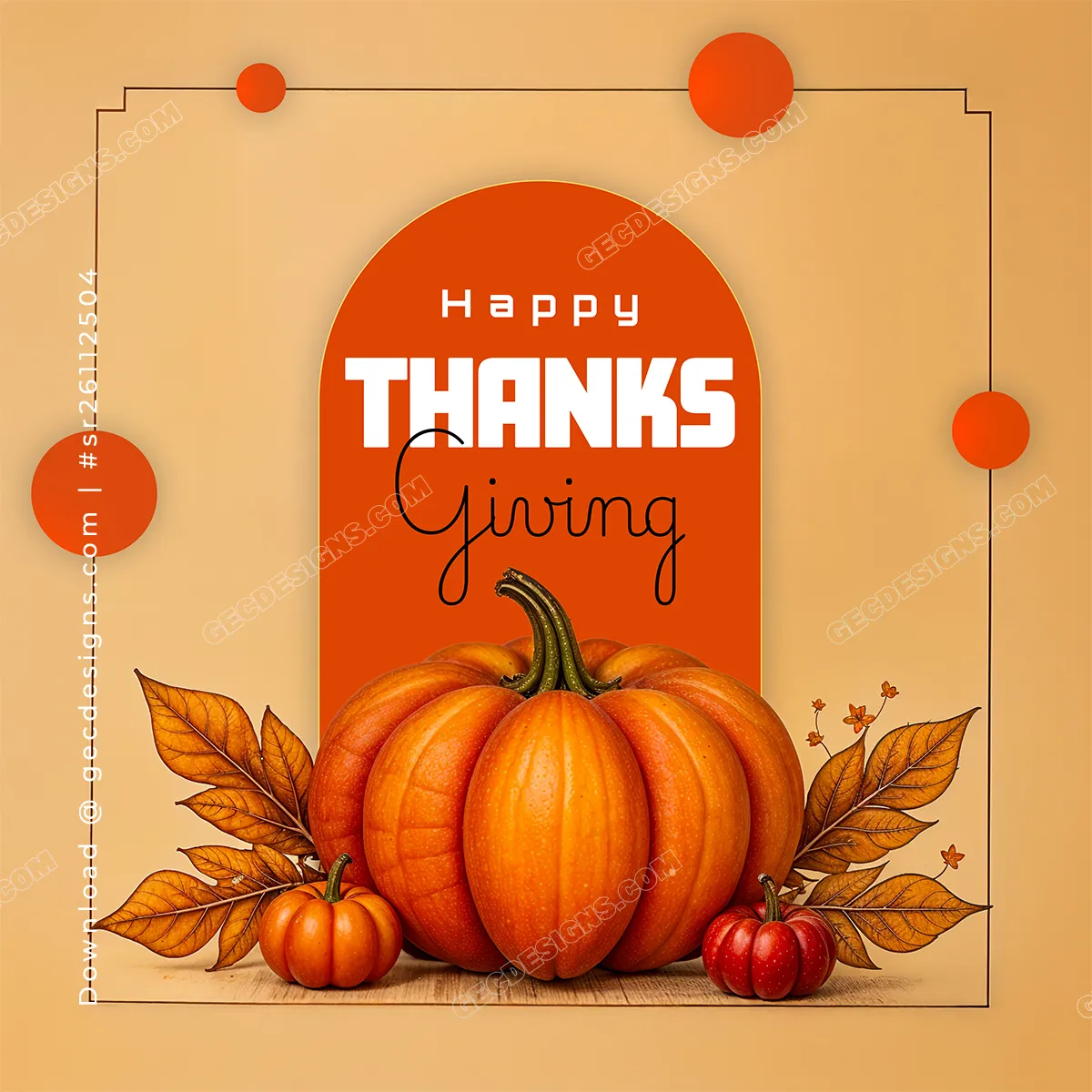 Thanksgiving wishes with autumn leaves and pumpkins background - GEC ...