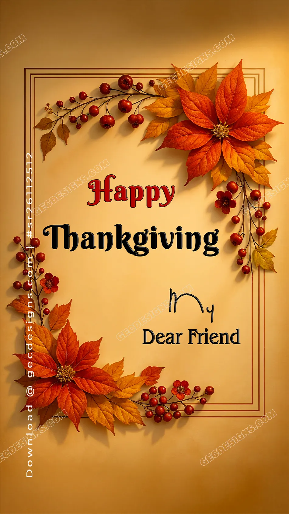 Happy Thanksgiving image with elegant autumn florals, berry branches ...