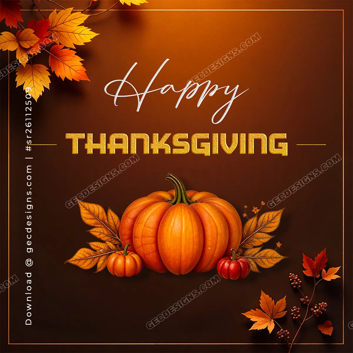 Thanksgiving wishes with autumn leaves and pumpkins background - GEC ...