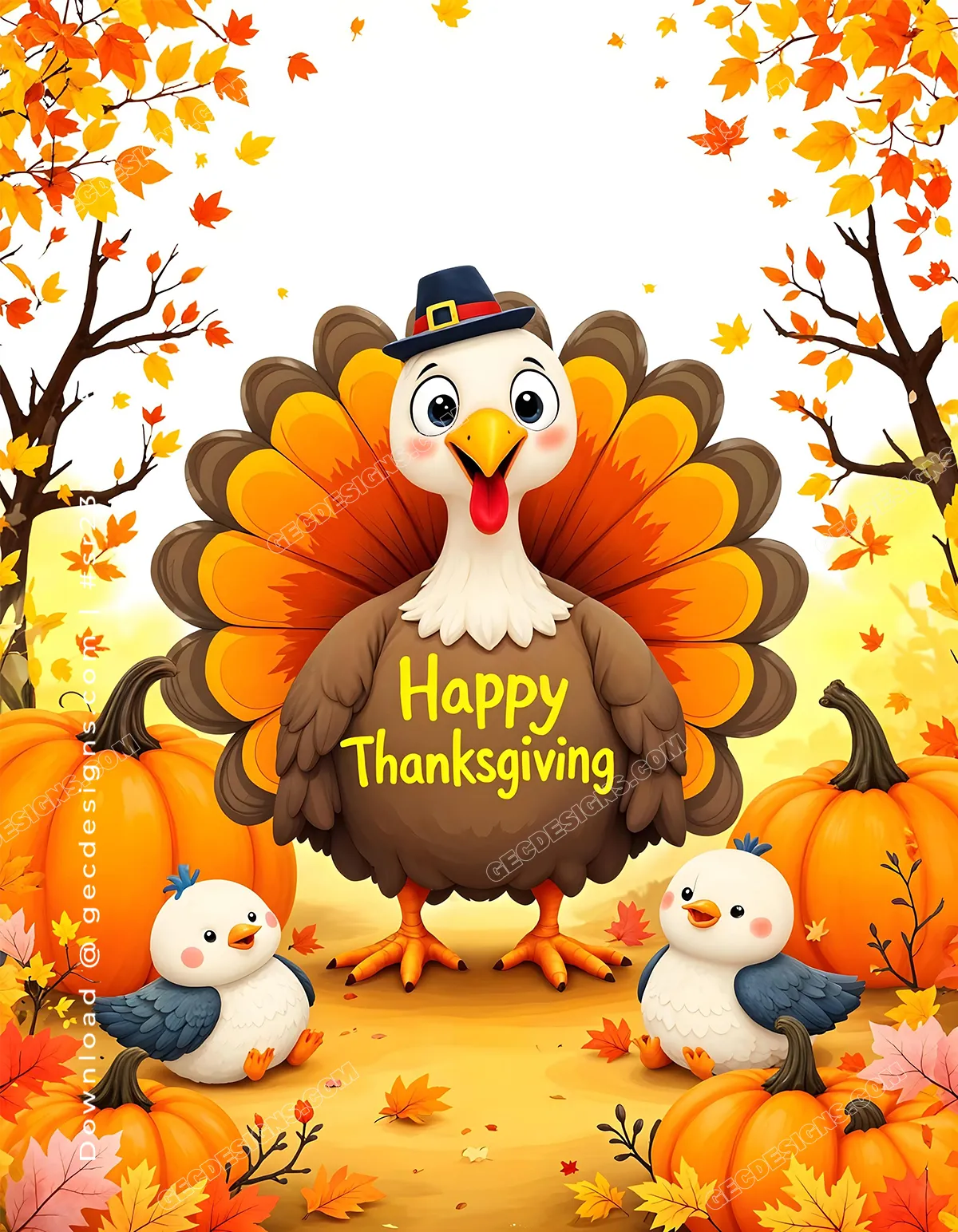 Happy Thanksgiving image featuring a cheerful cartoon turkey with ...