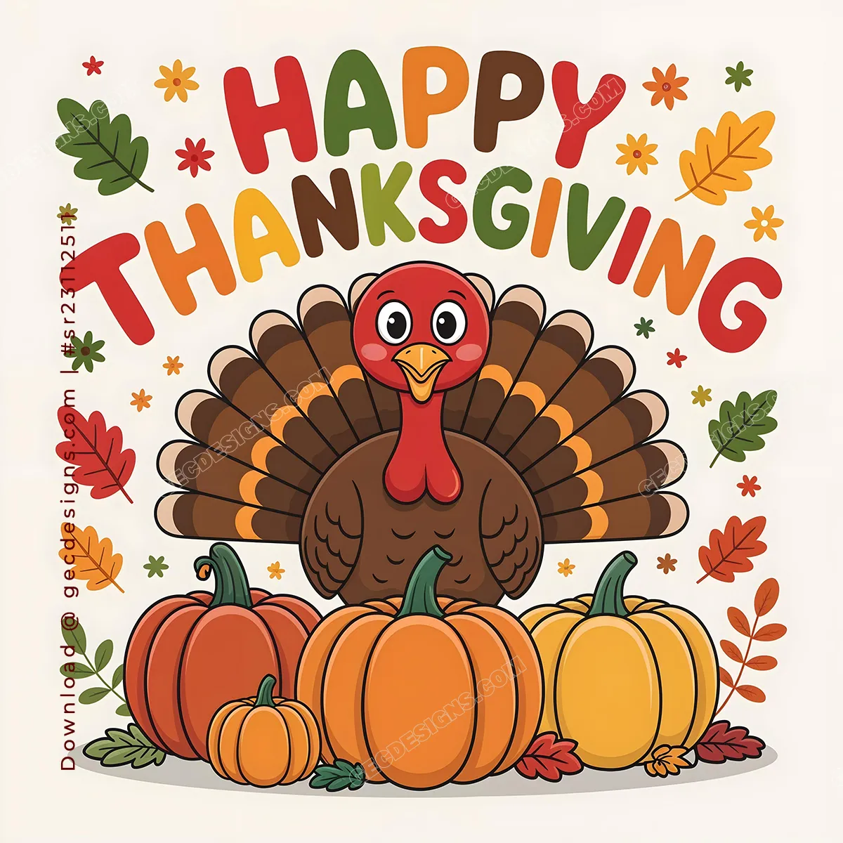 Happy Thanksgiving 2025 Wishes Image with Circle Text Design and Autumn ...