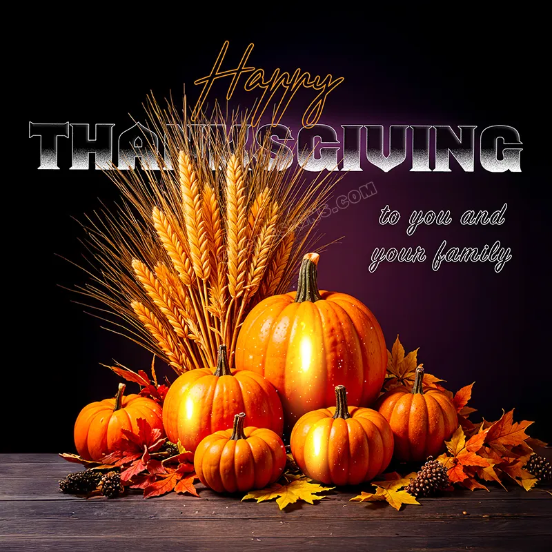 Happy Thanksgiving images with Pumpkins, Berries, and Wheat stalks ...