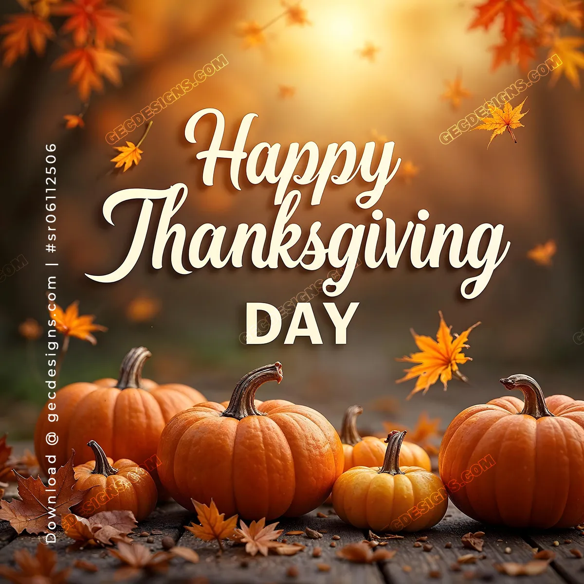 Happy Thanksgiving Image with Autumn Leaves on a Navy Background and a ...