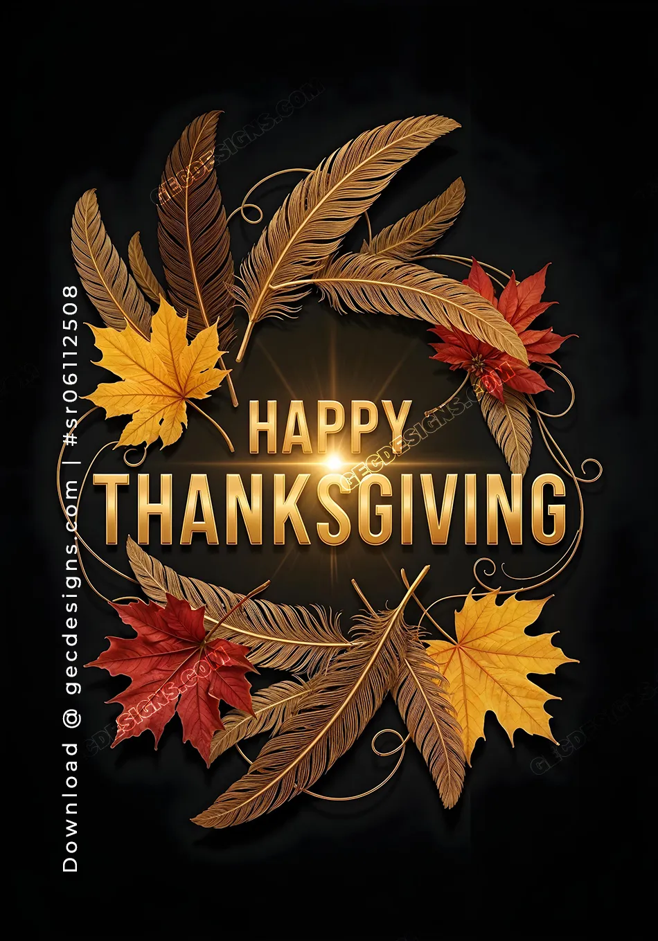 Happy Thanksgiving 2025 Wishes Image with Circle Text Design and Autumn ...