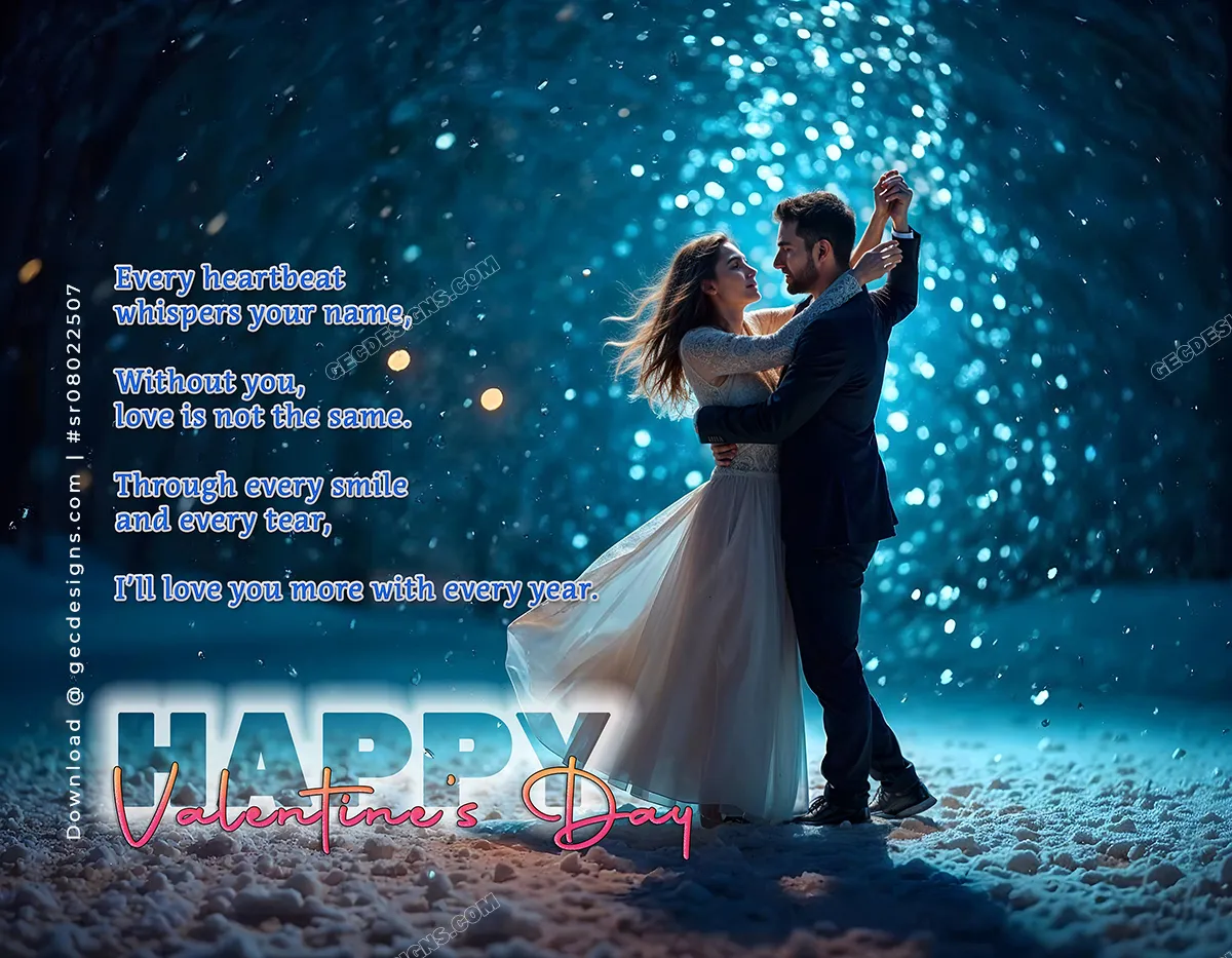 Happy Valentine’s Day wishes quotes romantic couple dancing in snow ...