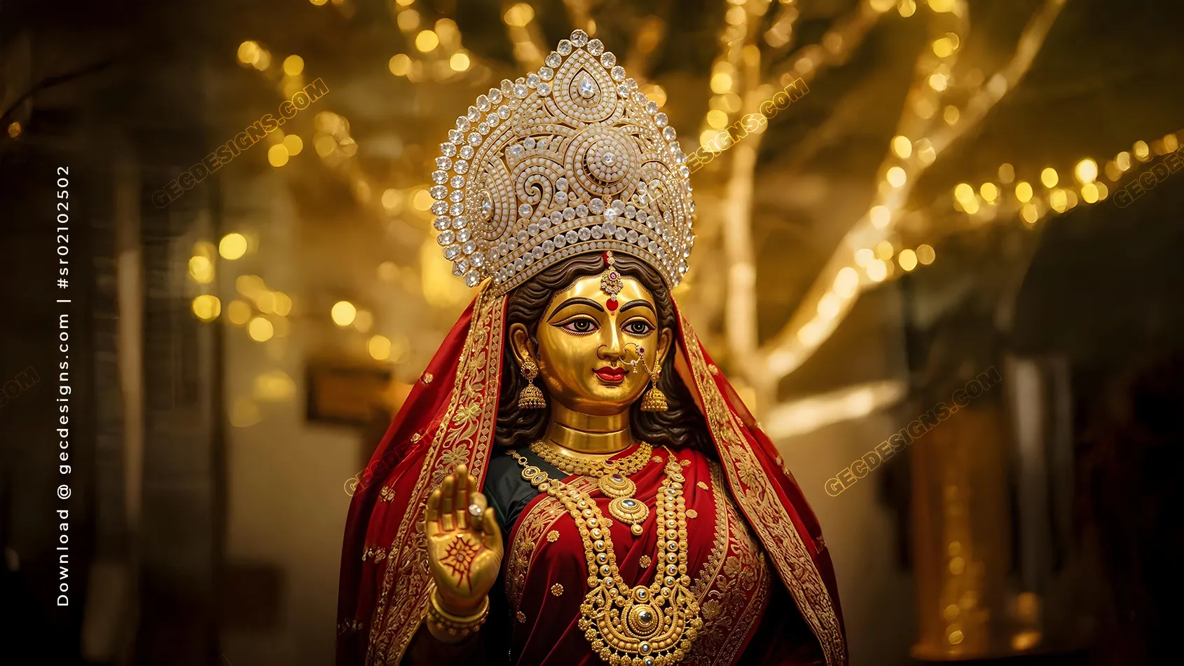 Happy Vijayadashami 2025 wishes with Maa Durga Idol, Red Saree, and ...