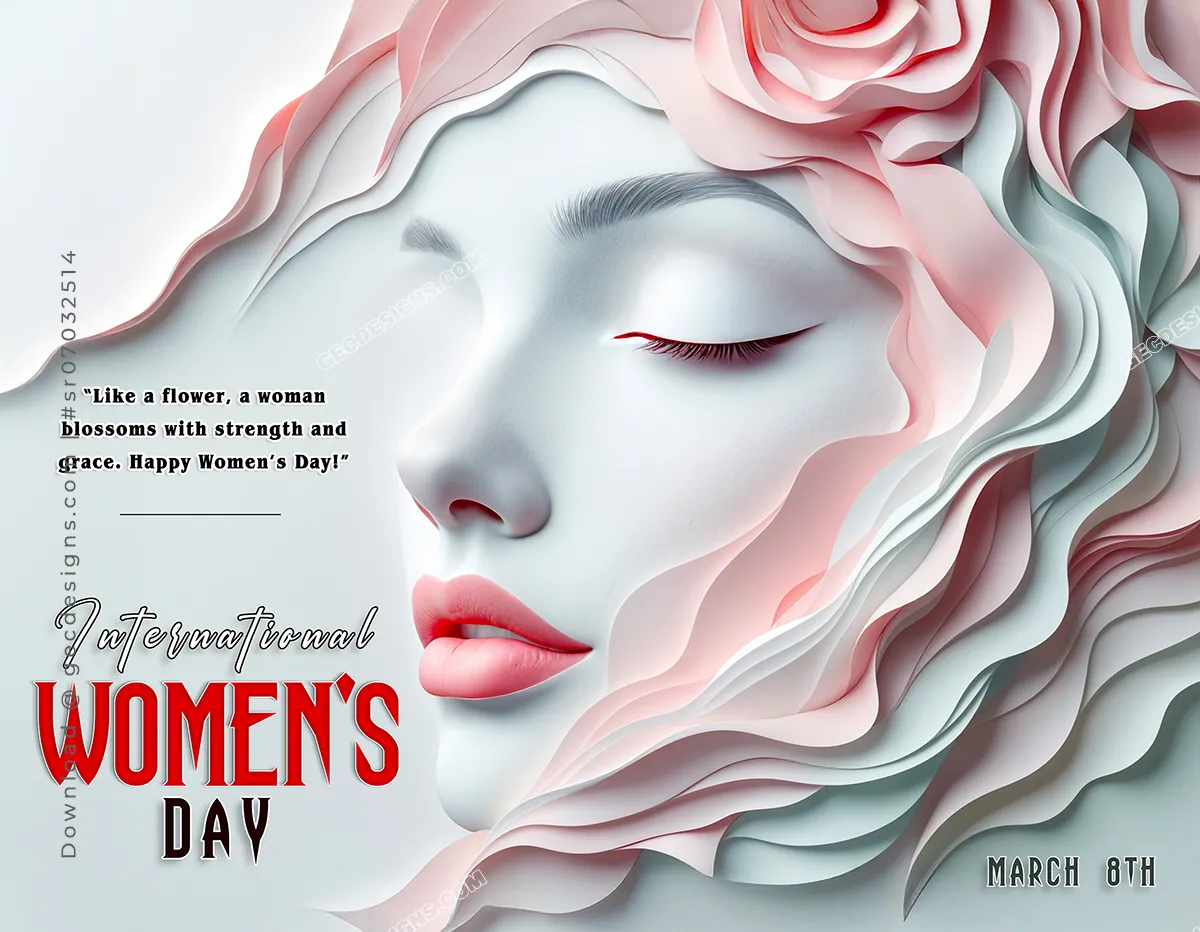 Happy Women's Day wishes with Paper Cut woman's face - GEC Designs