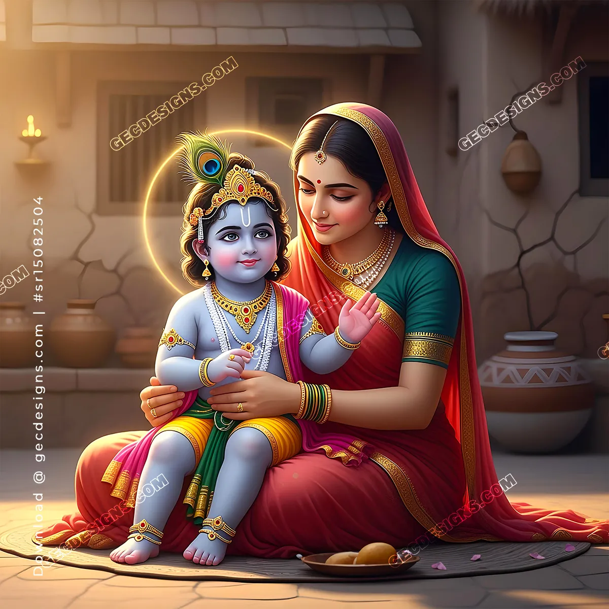 Heartwarming Krishna Janmashtami wishes with Baby Krishna and Mother Yashoda - GEC Designs