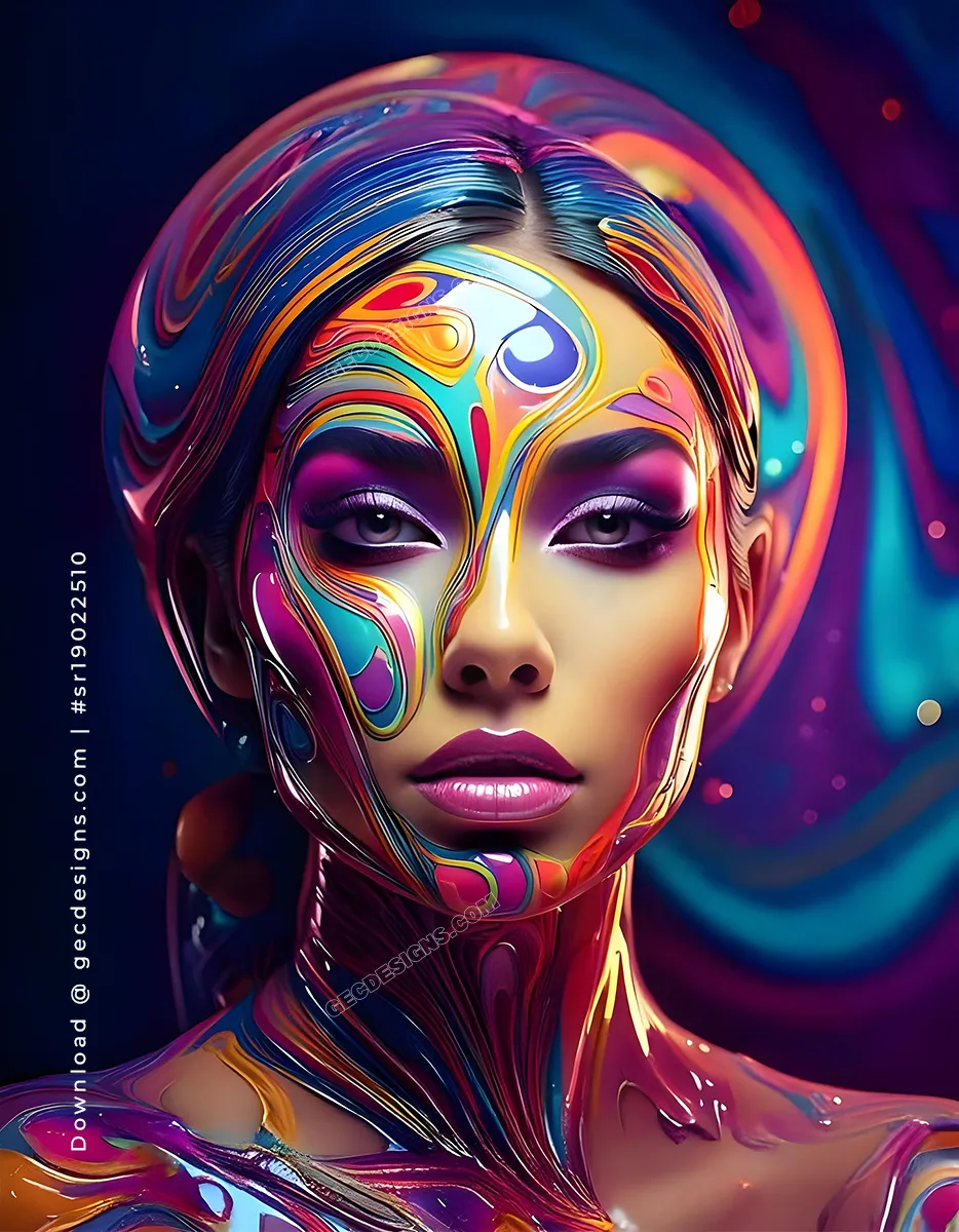 Illustration of a woman with colorful face paint design AI Generated ...