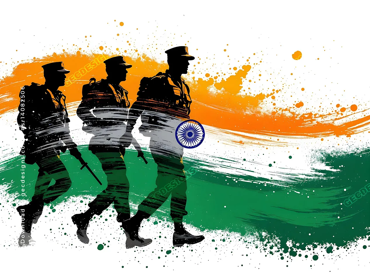 Indian Army Silhouette with Flag Background for Independence Day - GEC ...