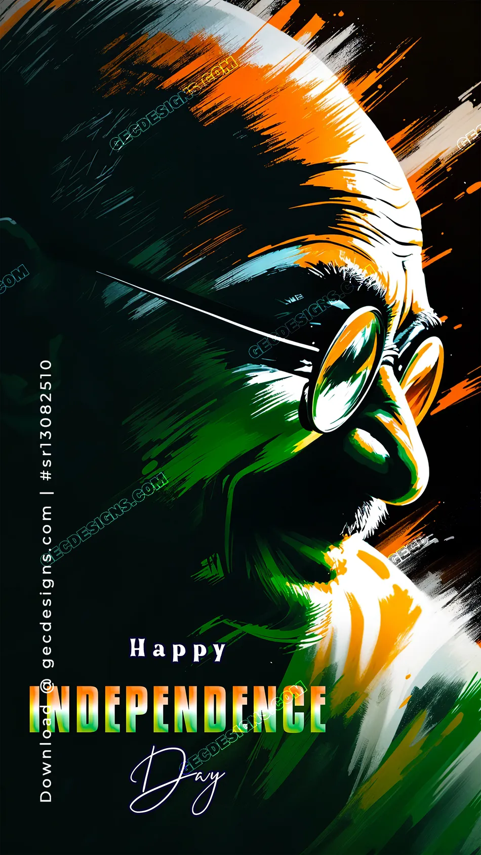 Indian Independence Day Artistic Portrait of Mahatma Gandhi - GEC Designs