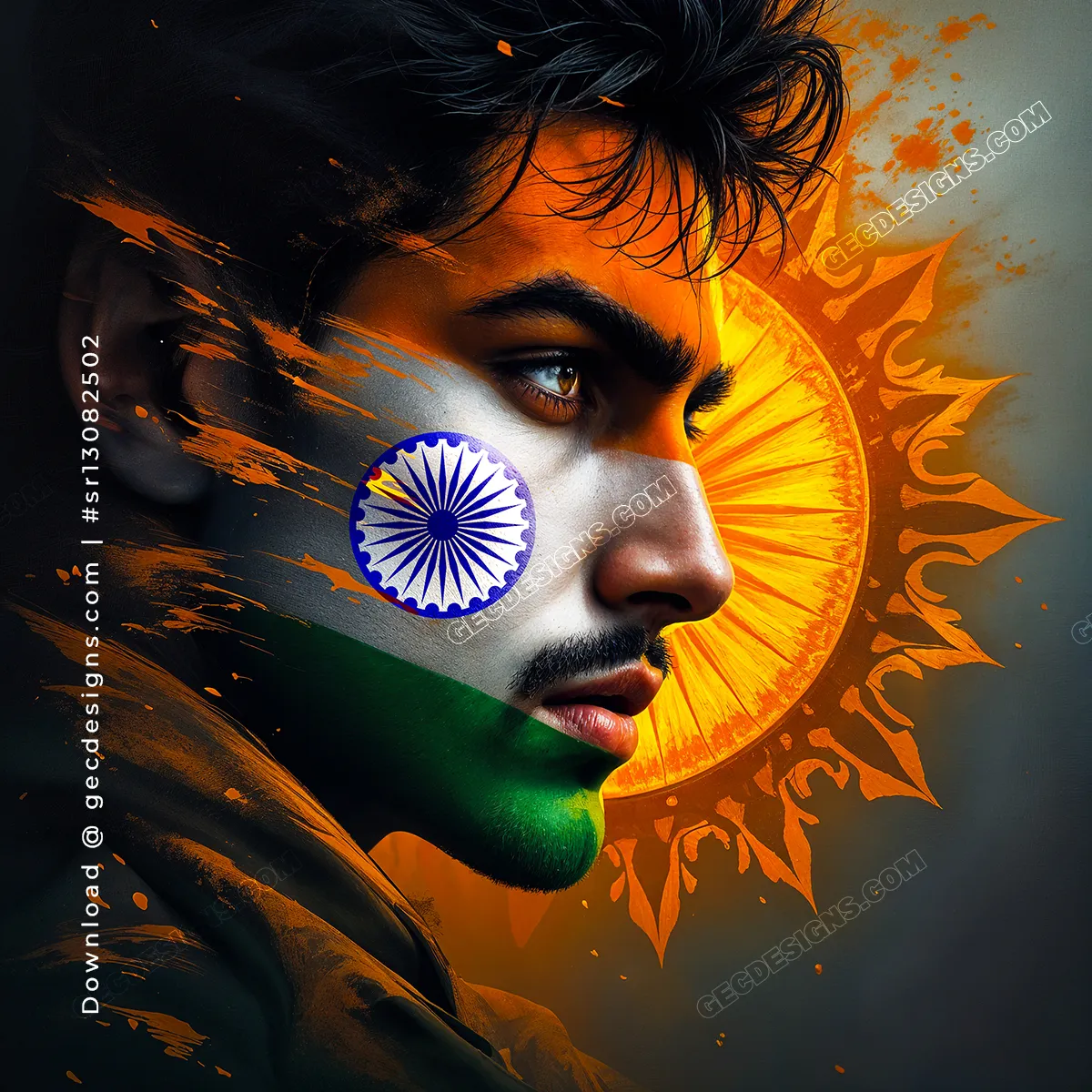 Indian Independence Day Artistic Portrait with Tricolor Face Paint ...