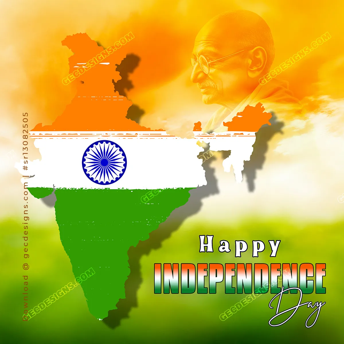 Indian Independence Day Map Design with Mahatma Gandhi Portrait - GEC ...